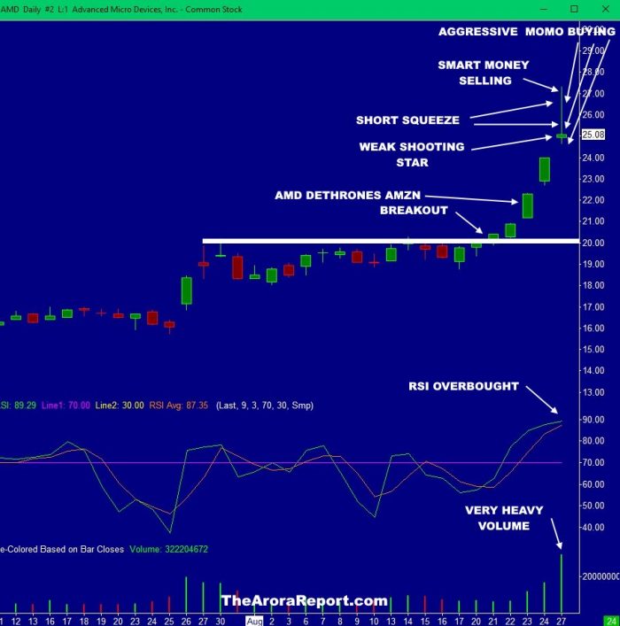 Annotated chart of AMD technical analysis and short squeeze. The best ...