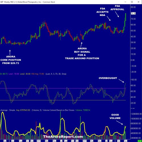 Annotated chart of analysis of biotech stocks Global Blood Therapeutics ...